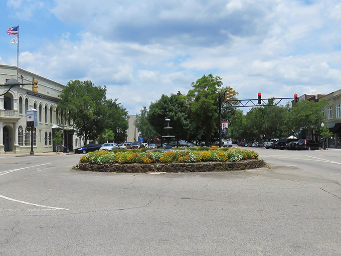 Downtown Aiken's flower-filled traffic circles aren't just pretty&mdash;they're practical reminders that beauty and function can coexist perfectly.