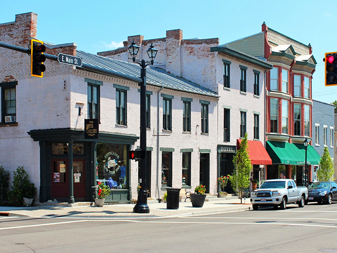 Historic downtown Tipp City welcomes visitors with tree-lined streets that make every stroll feel cinematic.