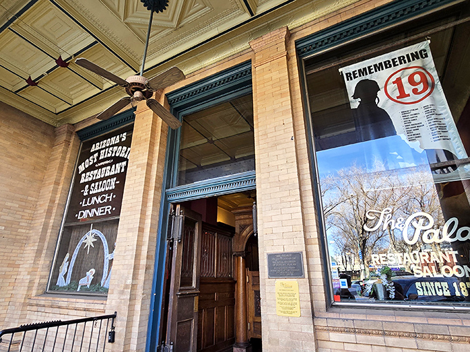 The historic fa&ccedil;ade of The Palace beckons like a time portal to the Wild West, complete with that "Arizona's Most Historic" sign that isn't kidding around.