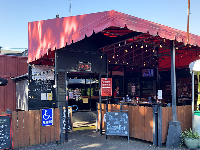 Step through this wooden gate and you've entered the breakfast promised land, where "Dine-in and Carryout" are equally life-changing options.