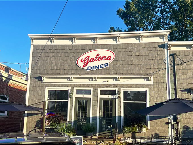 The unassuming exterior of Galena Diner beckons with its classic red and white sign&mdash;proof that breakfast treasures often hide in plain sight.