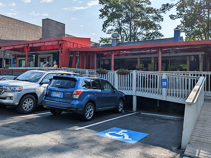 Southern comfort waits inside&mdash;just look for the little blue house with a cars out front.
