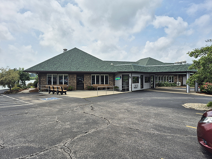 The unassuming exterior of Stoll's Lakeview Restaurant proves once again that the best Midwestern treasures don't need flashy facades to serve up life-changing comfort food.