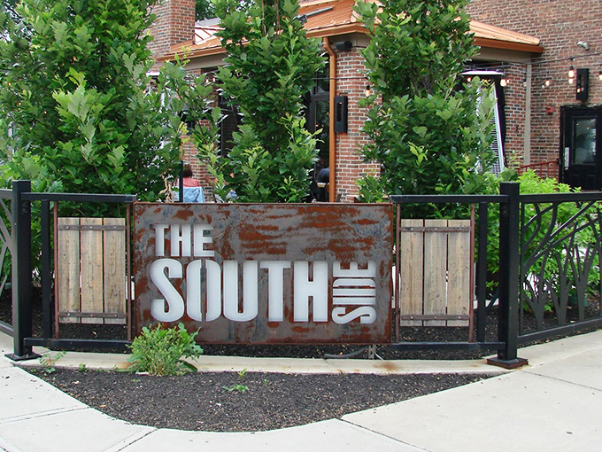 That weathered metal sign isn't just decoration – it's a promise of authentic comfort food waiting inside.