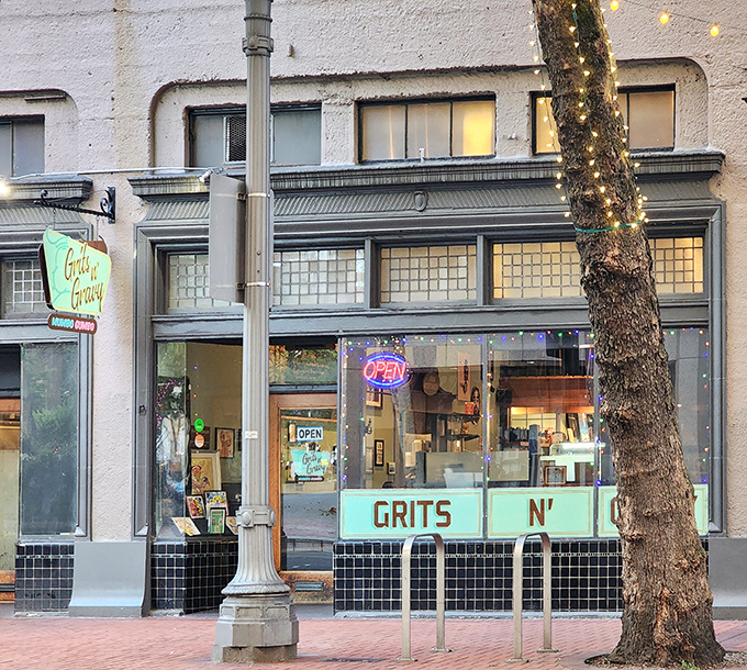 This humble storefront proves that the best breakfast adventures often hide behind the most unassuming facades.