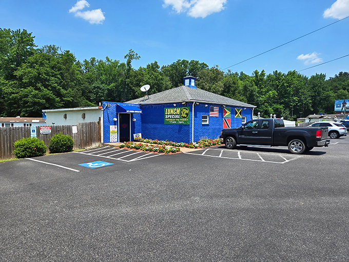That blue building? It's not a TARDIS, but it does transport you straight to the Caribbean. Ray's exterior stands out like a tropical island in Aberdeen.
