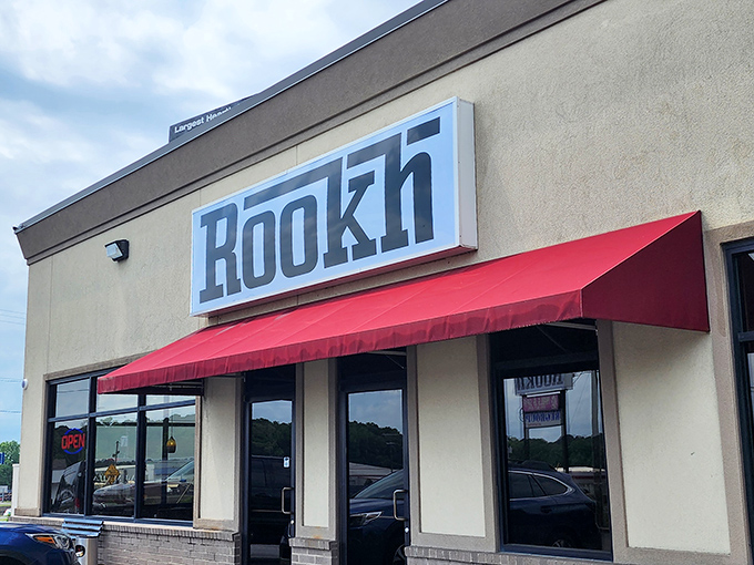 The unassuming exterior of Rookh belies the culinary adventure waiting inside. That red awning is like a beacon calling to hungry explorers in Bryant.