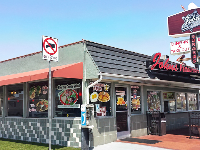 Classic Americana meets Southern California charm in this no-frills exterior where culinary magic happens without pretense or password requirements.