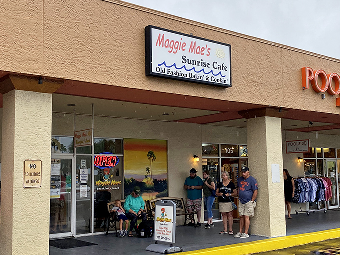 The unassuming storefront of Maggie Mae's promises no frills, just honest-to-goodness breakfast magic waiting inside. Sometimes the best treasures hide in plain sight.