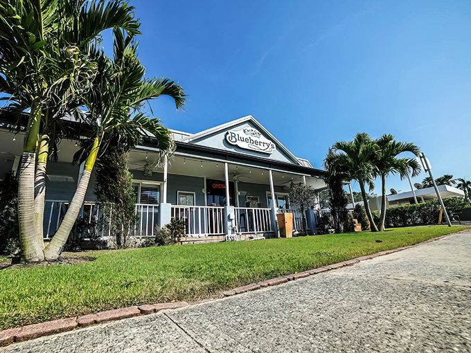 Palm trees frame this Naples treasure like nature's exclamation points. Florida architecture that says "come in, relax, and prepare for pancake nirvana."