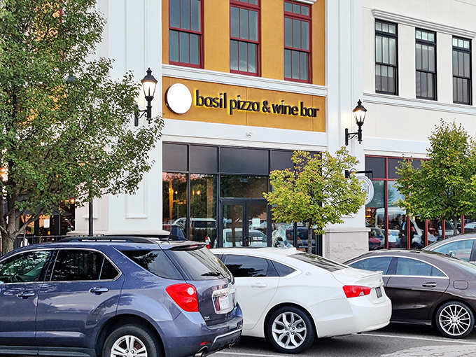 Downtown Perrysburg's dining scene shines with Basil's distinctive yellow exterior&mdash;where locals know to park early for weekend dinner rushes.