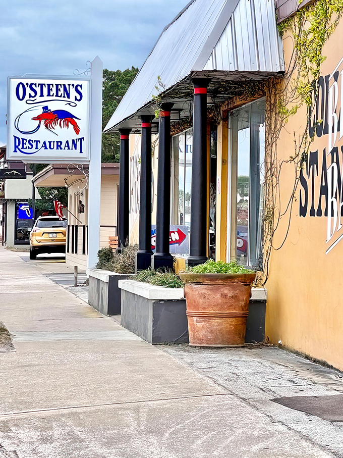 The unassuming exterior of O'Steen's belies the culinary treasures within. That American flag isn't just patriotic&mdash;it's a beacon for seafood lovers everywhere.