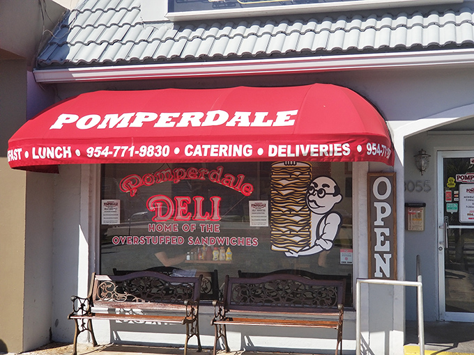 That cartoon character holding a towering sandwich isn't false advertising&mdash;it's a promise Pomperdale keeps with every order.