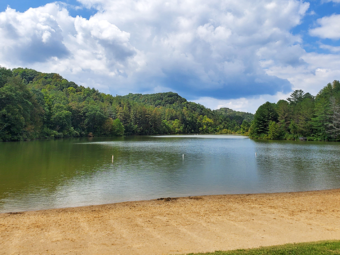 Nature's swimming pool awaits! Dow Lake's sandy beach offers the perfect blend of relaxation and recreation, no chlorine required.