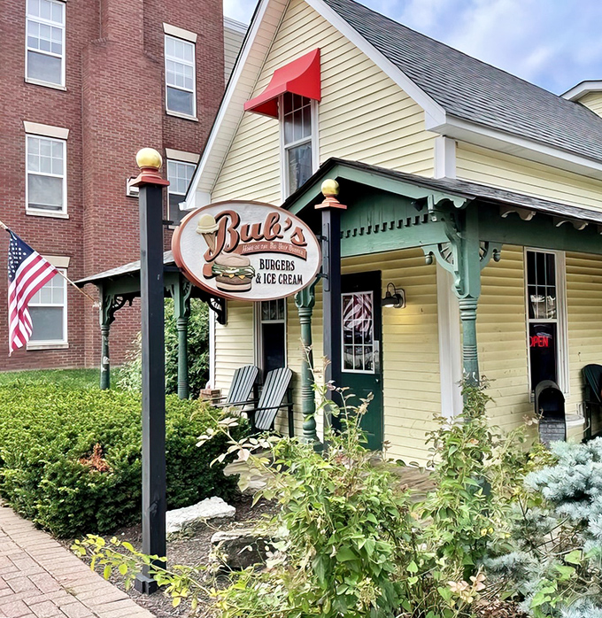 The charming yellow house with green awnings isn't just another pretty facade&mdash;it's burger paradise hiding in plain sight in Carmel.