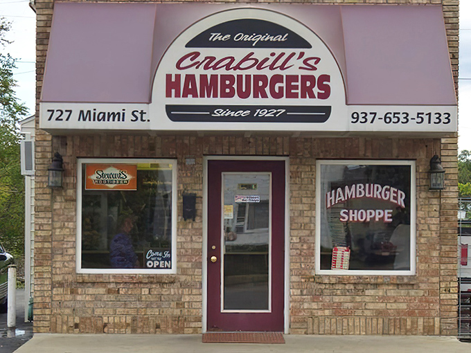 The brick fortress of flavor that is Crabill's stands proudly on Miami Street, a time capsule of American burger artistry since 1927.