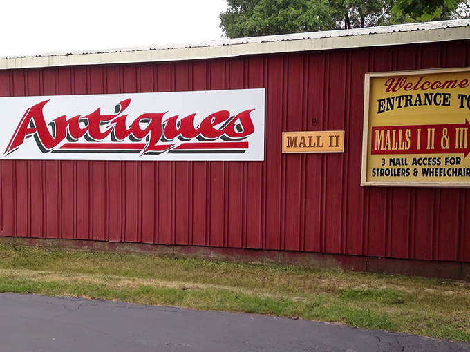 The iconic red barn exterior isn't hiding farm animals&mdash;it's sheltering treasures from yesteryear. American flag included, nostalgia guaranteed.