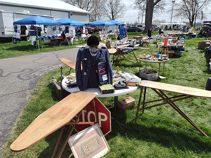 Blue skies and treasure hunting go hand in hand at Tiffin Flea Market, where rows of tables await under pop-up canopies and the promise of discovery hangs in the air.