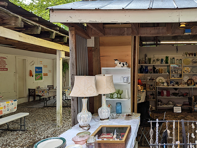 Vintage lamps and collectibles await new homes. One person's forgotten table lamp is another's conversation piece for the living room.