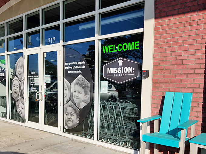 The turquoise chairs outside Mission Thrift Sarasota aren't just seating&mdash;they're your first clue that this isn't your grandmother's thrift store. Though she'd love it too.