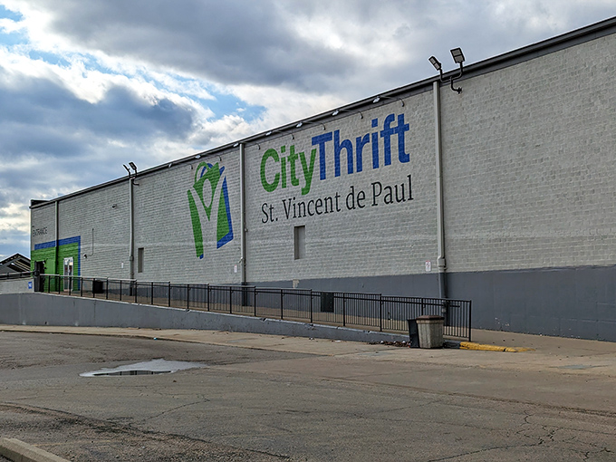 The mothership has landed in Dayton! CityThrift's massive exterior promises treasure hunting on an industrial scale.