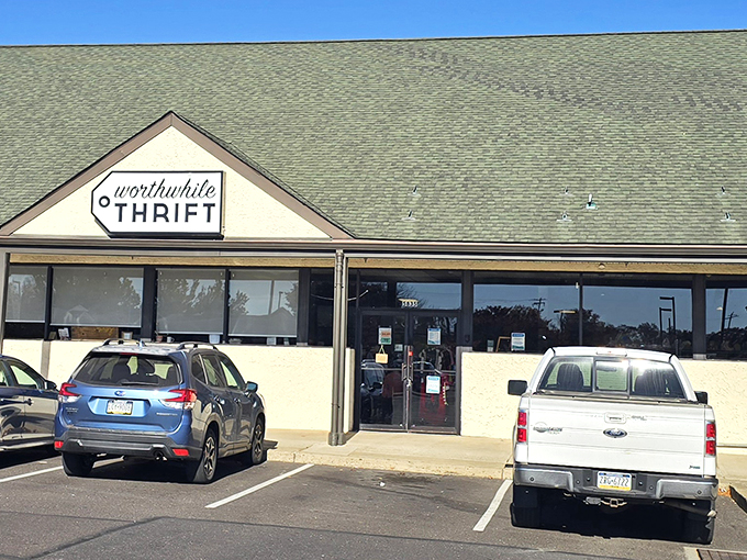 The unassuming exterior of Worthwhile Thrift hides a bargain hunter's paradise within. Like finding a gourmet meal at a roadside diner, prepare to be pleasantly surprised!