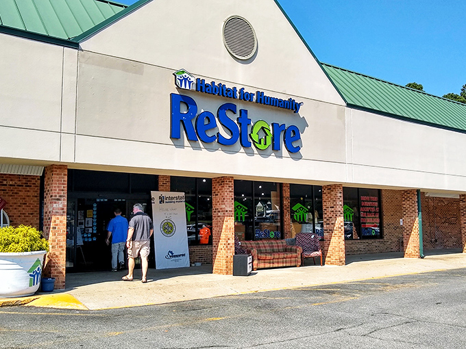 The unassuming exterior of Williamsburg's Habitat ReStore hides a treasure trove within. Like finding a speakeasy, the real magic happens once you step inside.