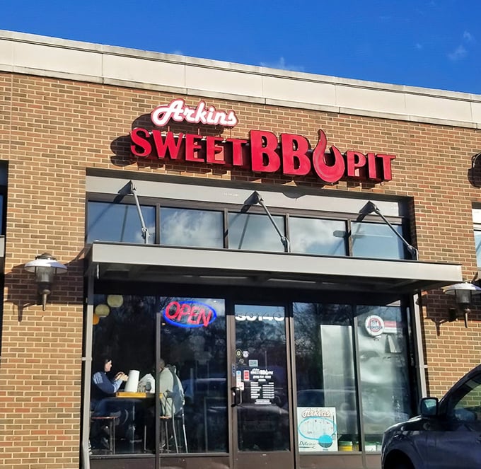 The brick facade might be humble, but that bold red sign is like a beacon calling to serious barbecue pilgrims across Michigan.