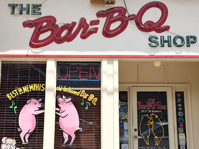 Those dancing pigs aren't just cute &ndash; they're celebrating because they know you're about to experience barbecue nirvana at The Bar-B-Q Shop.
