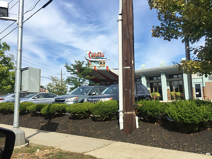 The iconic Skylark sign beckons hungry travelers along Route 1 in Edison &ndash; a retro-modern beacon promising diner delights beyond the ordinary.