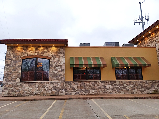 Stone and stucco with those classic red and green striped awnings &ndash; it's like Italy decided to set up shop in Parma, Ohio.