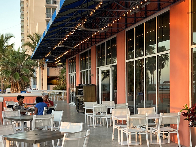 The coral-hued exterior of SHOR invites you in with its breezy patio seating and twinkling string lights&mdash;Florida dining at its most approachable.