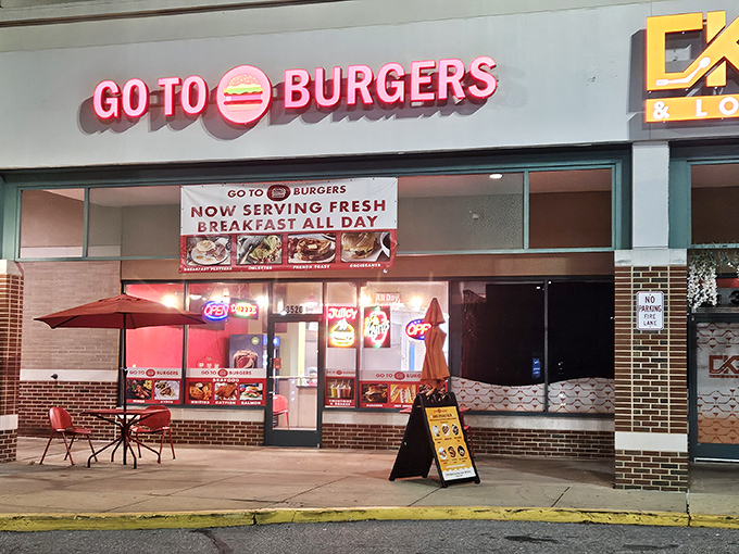The neon glow of Go To Burgers beckons from the strip mall like a lighthouse for the hungry. Simple exterior, extraordinary flavors await inside.