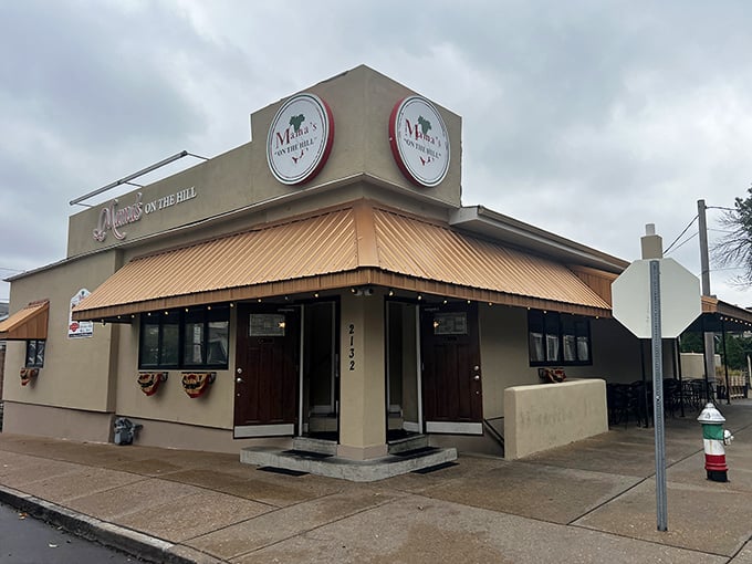 The corner spot that launched a thousand food comas. Mama's On The Hill stands proudly in St. Louis with its distinctive copper awning and welcoming vibe.