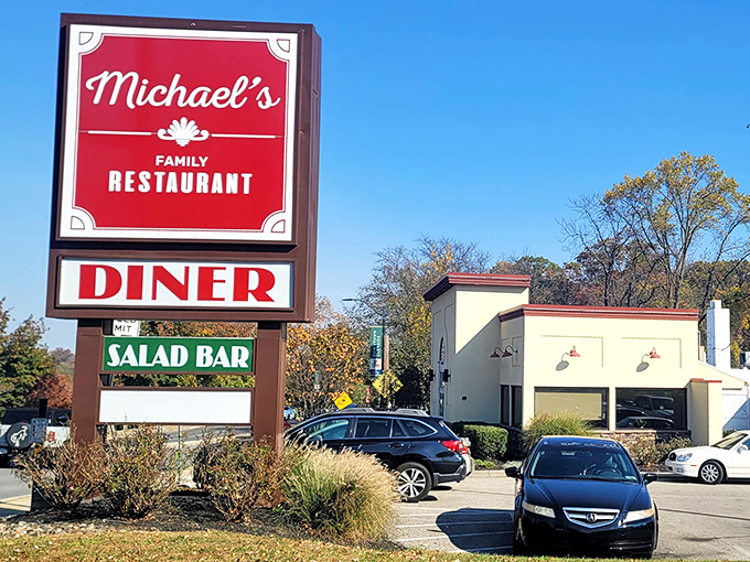 The classic red and blue signage promises what every road-weary traveler craves: comfort food served 24/7. In Pennsylvania's dining landscape, this beacon shines bright for night owls and early birds alike.