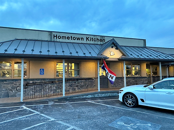 As dusk settles, the "OPEN" flag flutters like a dinner bell, promising comfort food salvation to weary Pennsylvania travelers who know where true flavor hides.