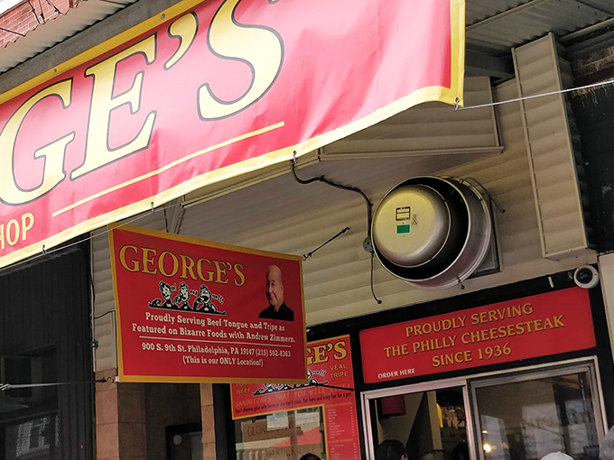 The iconic red and yellow signage of George's has been a beacon for hungry Philadelphians since 1936. Some landmarks need no fancy redesign.