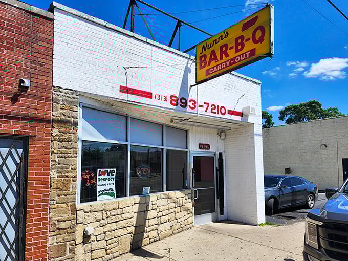 The iconic yellow and red sign beckons hungry travelers like a culinary lighthouse. Nunn's Bar-B-Que II doesn't need fancy frills when the food speaks this loudly.