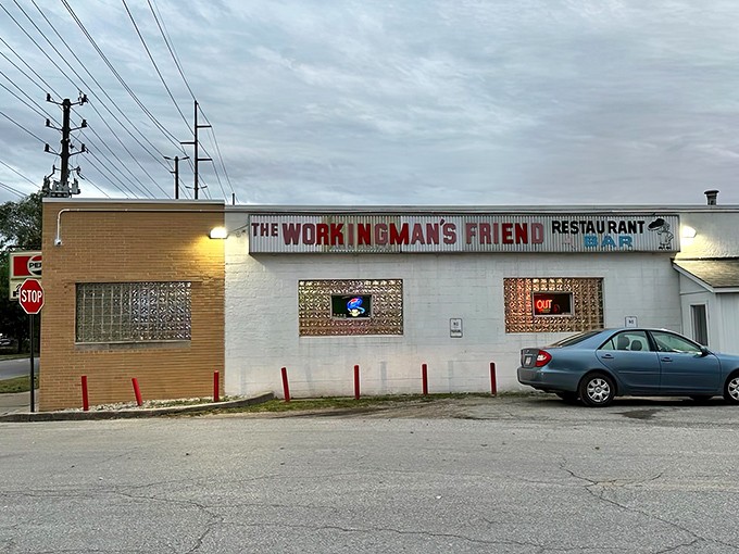 The unassuming exterior of The Workingman's Friend stands as Indianapolis's version of a culinary speakeasy – you'd never guess what burger magic awaits inside.