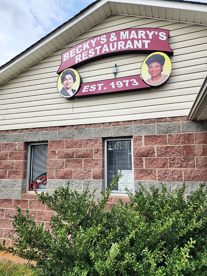 The iconic Becky's & Mary's sign has welcomed hungry diners since 1973, promising Southern comfort in an unassuming package that delivers big on flavor.