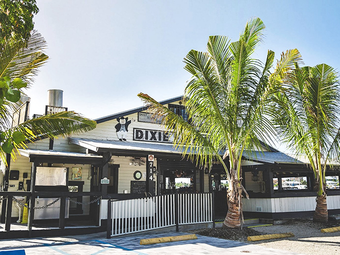 Palm trees and weathered wood announce your arrival at Fort Myers Beach's best-kept culinary secret.