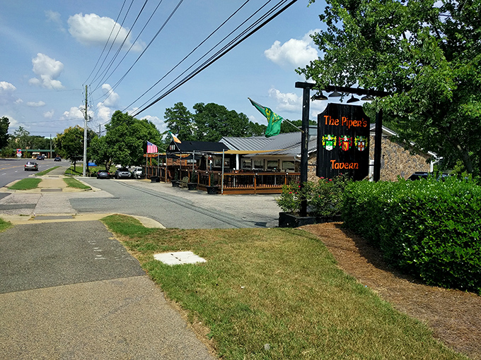 A stone-faced tavern with character to spare, The Piper's stands proudly along a Raleigh street, its orange sign beckoning like an old friend with good stories to tell.