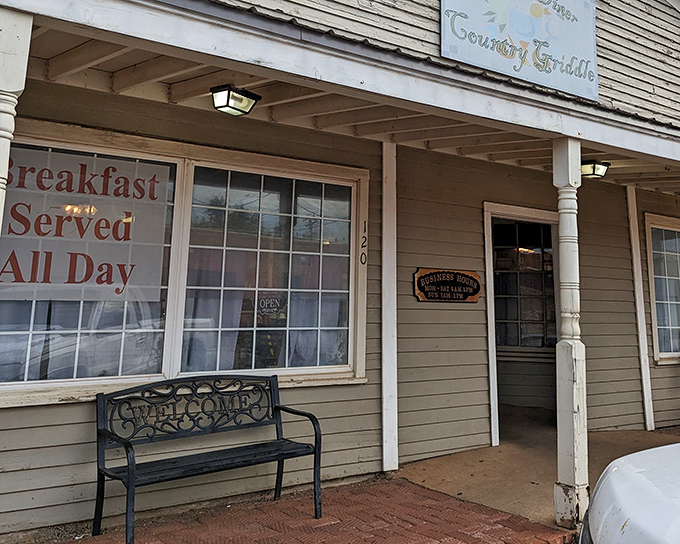 The unassuming exterior promises what every great diner should: "Breakfast Served All Day" – the six most beautiful words in the English language.