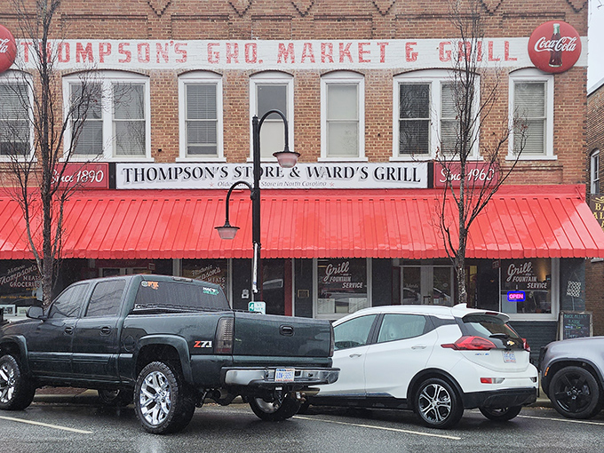 The classic brick fa&ccedil;ade of Thompson's Store & Ward's Grill stands proudly on Saluda's Main Street, its vintage Coca-Cola sign beckoning hungry travelers like a delicious mirage.