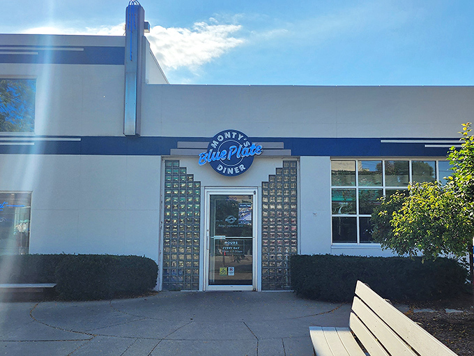 The iconic blue and white facade of Monty's Blue Plate Diner stands as a beacon of comfort food in Madison's Atwood neighborhood. Classic Americana at its finest.