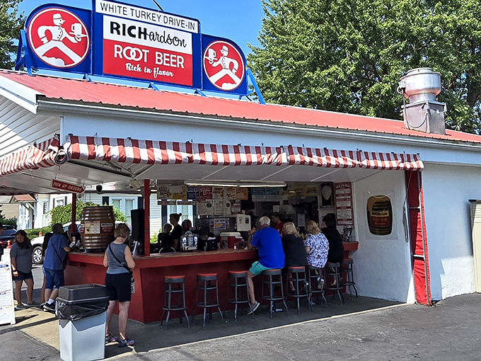 That Richardson Root Beer sign isn't just decoration&mdash;it's a beacon of hope for parched travelers seeking the perfect float on a sweltering Ohio afternoon.