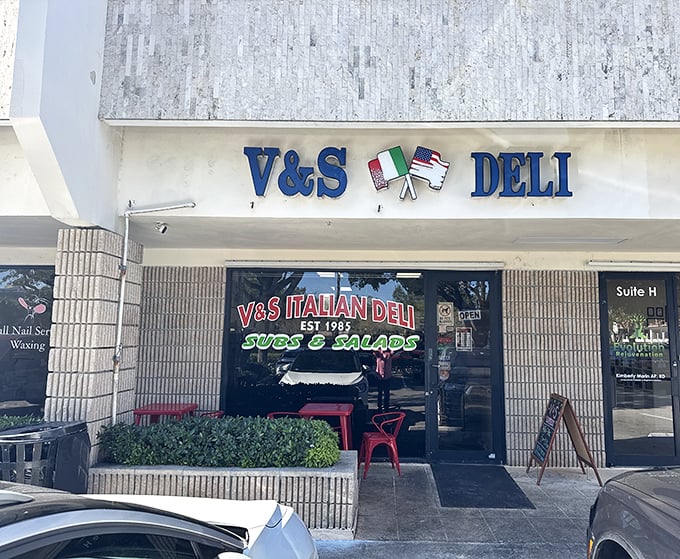 The unassuming storefront of V & S Italian Deli proves once again that culinary treasures often hide in plain sight, nestled between nail salons in Florida strip malls.