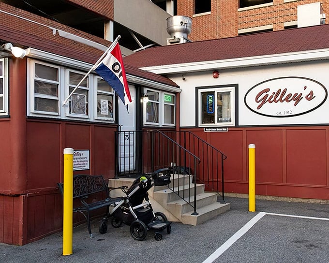 The little red diner that could! Gilley's modest exterior belies the culinary treasures within, standing proudly in Portsmouth like a time capsule of American dining.