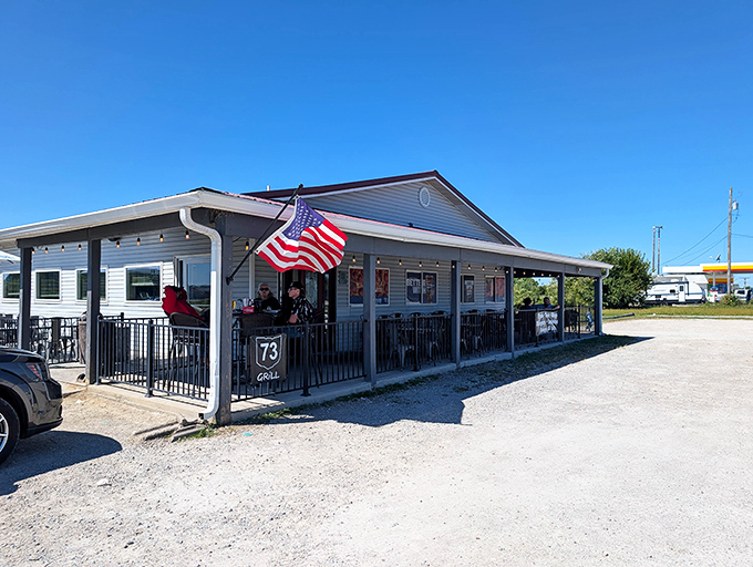 The unassuming exterior of 73 Grill hides a sandwich paradise within. That American flag isn't just patriotic&mdash;it's signaling victory for your taste buds.