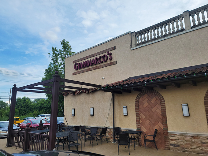 The unassuming exterior of Giammarco's hides culinary treasures within, like finding the Batcave of Italian comfort food in suburban Westerville.